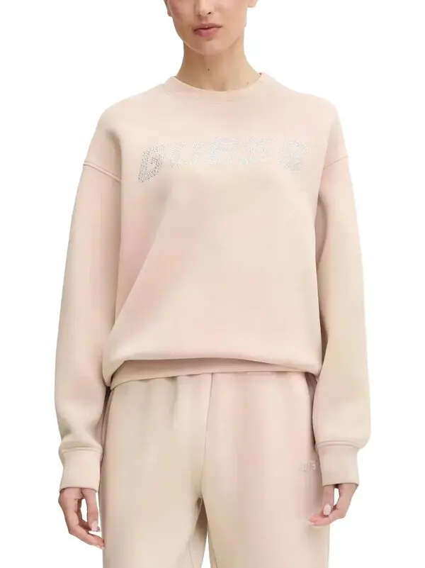 Guess Rhinestone Logo Sweatshirt - Pink
