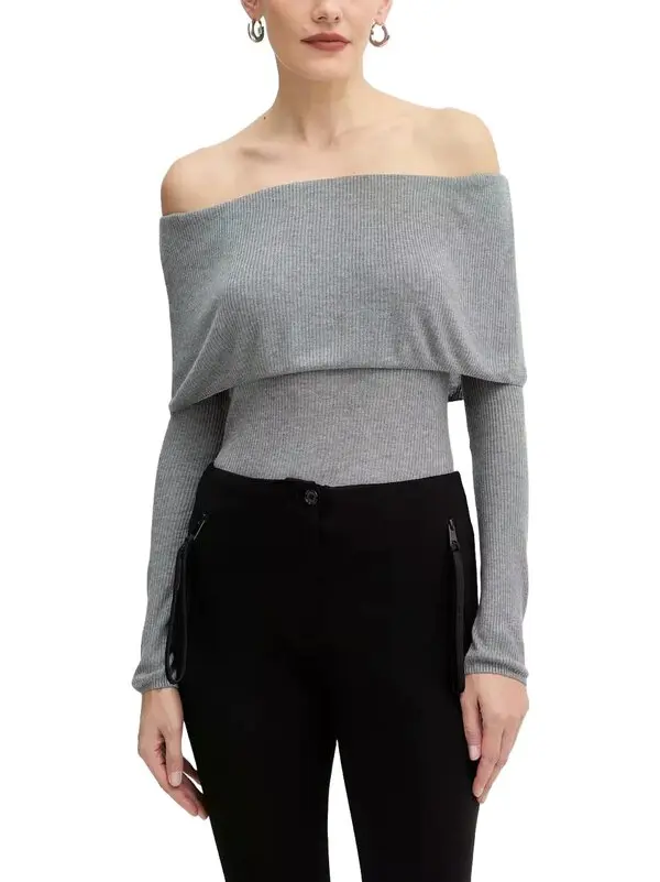 Guess Off-shoulder Long-sleeve Top - Grey