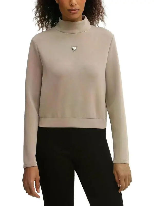 Guess Appliqué Detail Long Sleeve Top - Neutrals