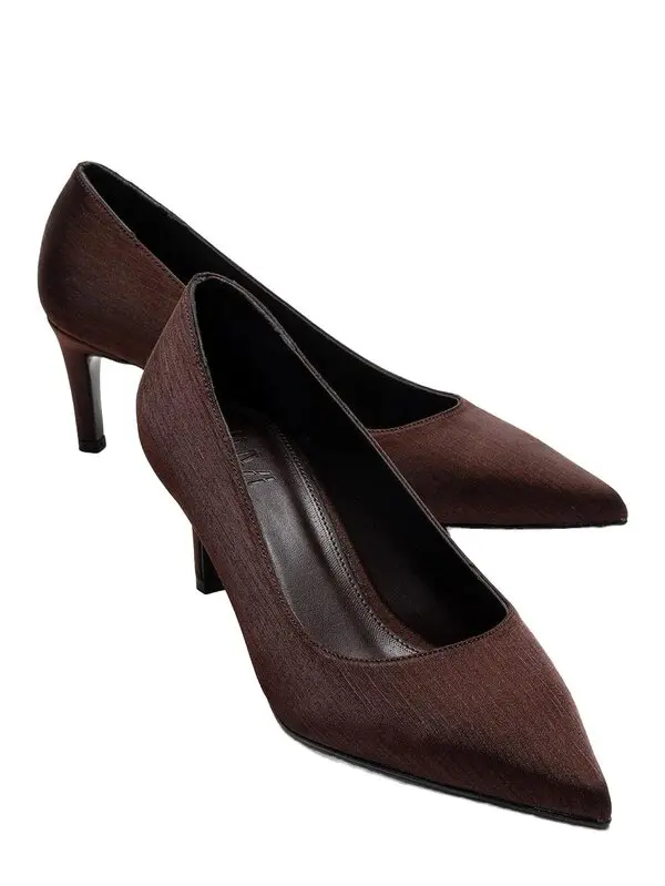 PROLOGUE SHOES Velmira Stiletto Pump - Brown Satin