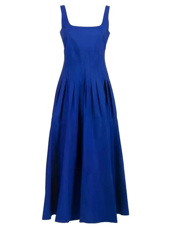 Max Mara Pleated Flared Midi Dress - Blue