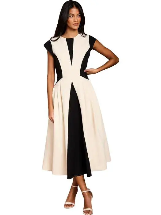 Coast Petite Crepe Color Block Midi Dress - Mono