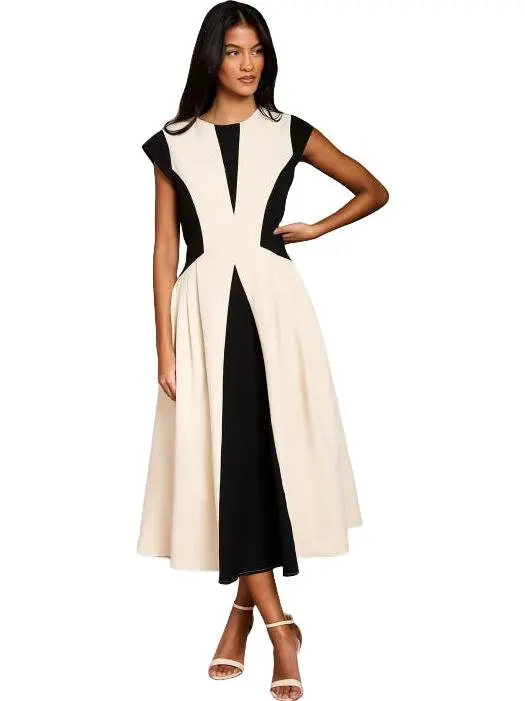 Coast Petite Color Block Midi Dress - Mono