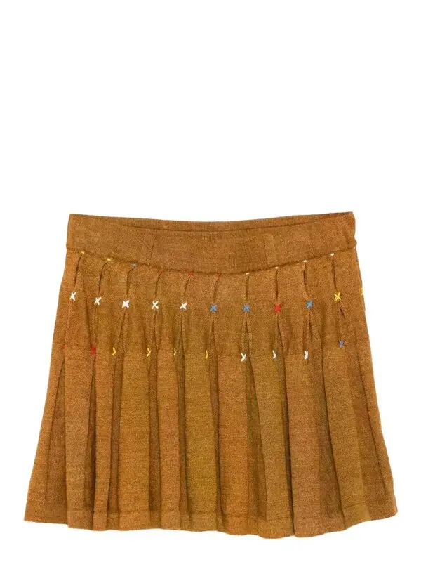 YANYAN Borlor Double-layer Mini Skirt - Brown