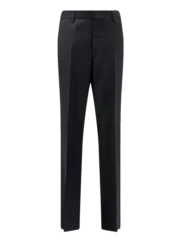 Tagliatore Slub-texture Pressed-crease Trousers - Black