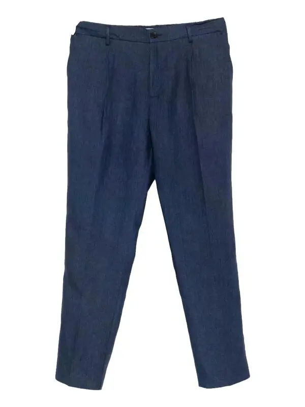 ENTRE AMIS Pleated Slim-fit Trousers - Blue