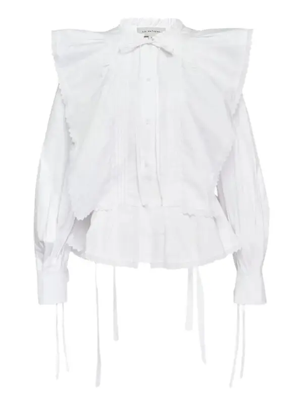 LEE MATHEWS Emilie Ruffled Pintuck Blouse - White