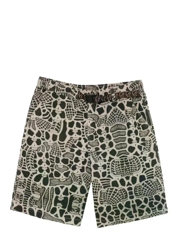 BRAIN DEAD Skull-print Belted Shorts - Neutrals