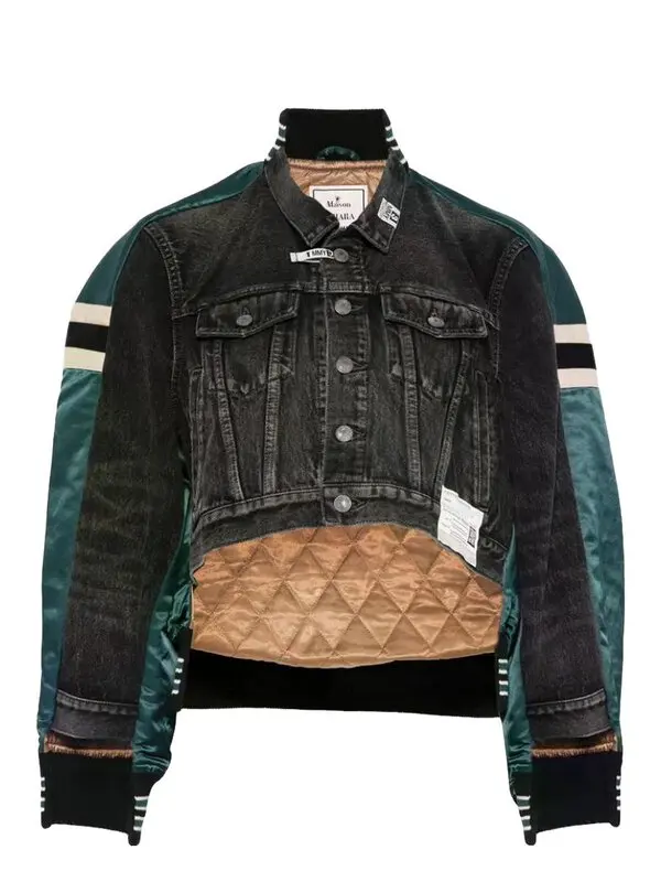 Mihara Yasuhiro Hybrid Embroidered Cropped Jacket - Green