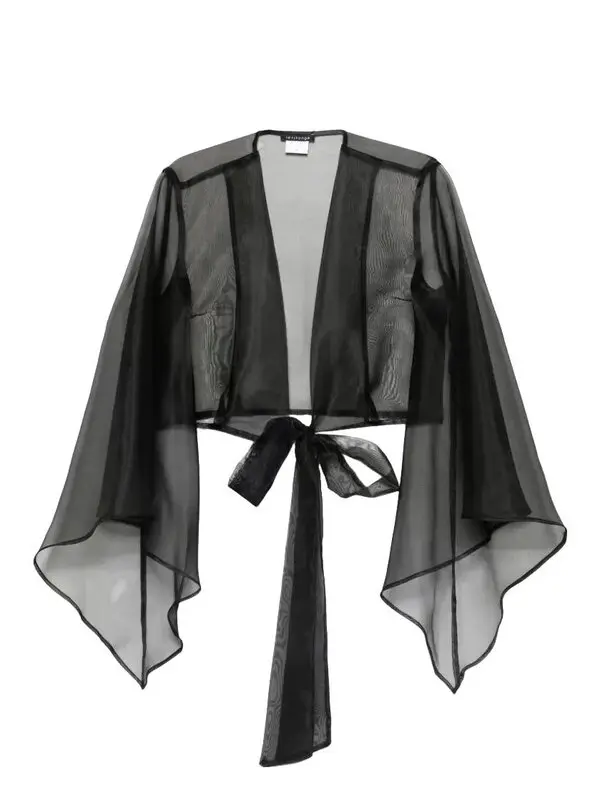LE RJTANGE Sheer-finish Flared-sleeve Blouse - Black