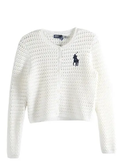 Polo Ralph Lauren Long Sleeve Crew Neck Cardigan - White