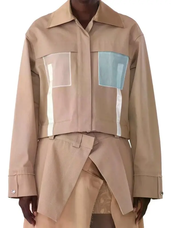 JASON WU X Robert Rauschenberg Boxy Twill Cropped Jacket - Brown