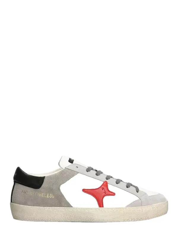 AMA-BRAND Star-patch Suede Panel Sneakers - White