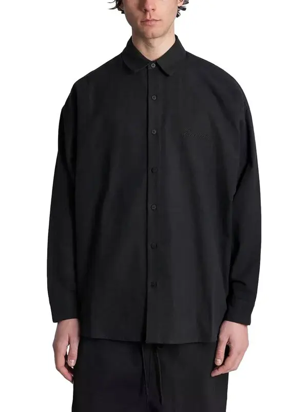 Fear Of God Logo-embroidered Long-sleeve Shirt - Black