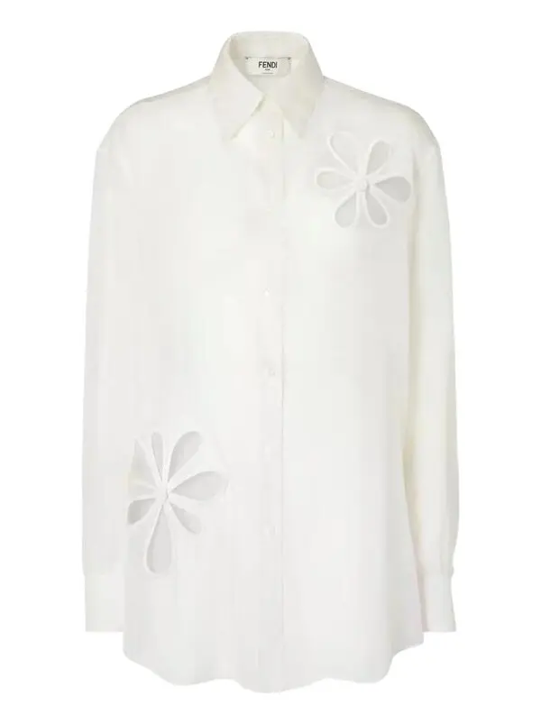 Fendi Flower Appliqué Shirt - White