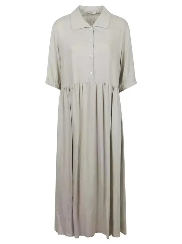 Herno Gathered-waist Button-up Dress - Neutrals