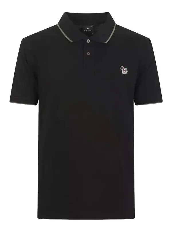 Paul Smith Zebra-patch Tipped Polo Shirt - Black