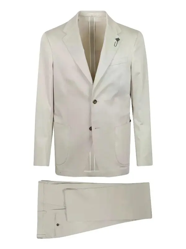 LARDINI Flower-pin Single-breasted Suit - Neutrals