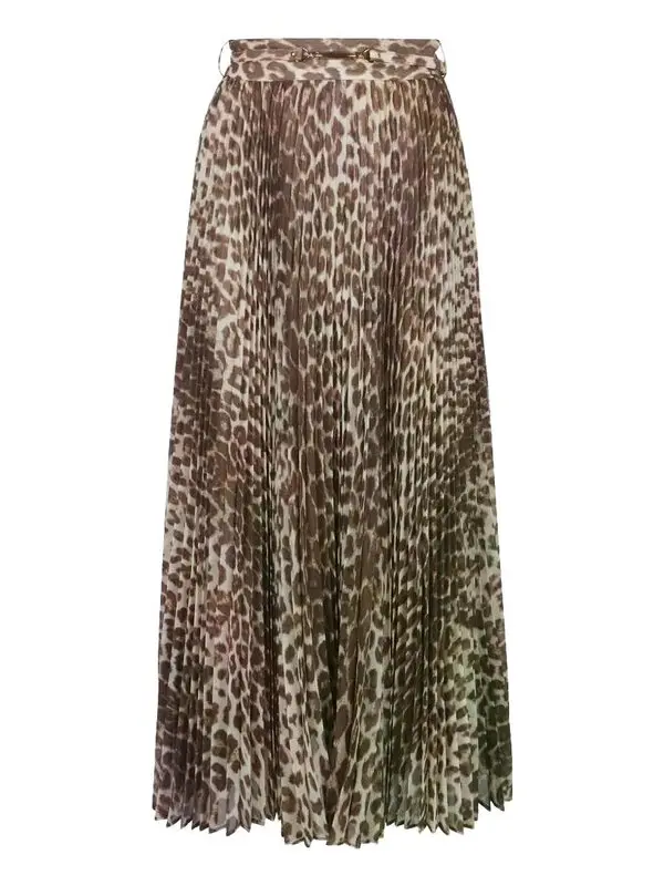 Zimmermann Leopard-print Pleated Skirt - Brown