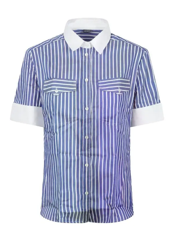 FAY Striped Short-sleeve Shirt - Blue