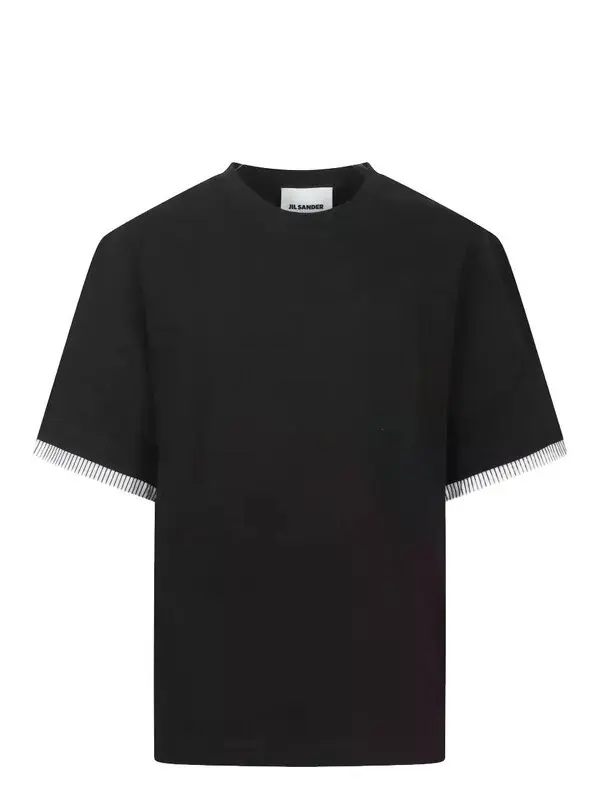 JIL SANDER Striped-trim T-shirt - Black