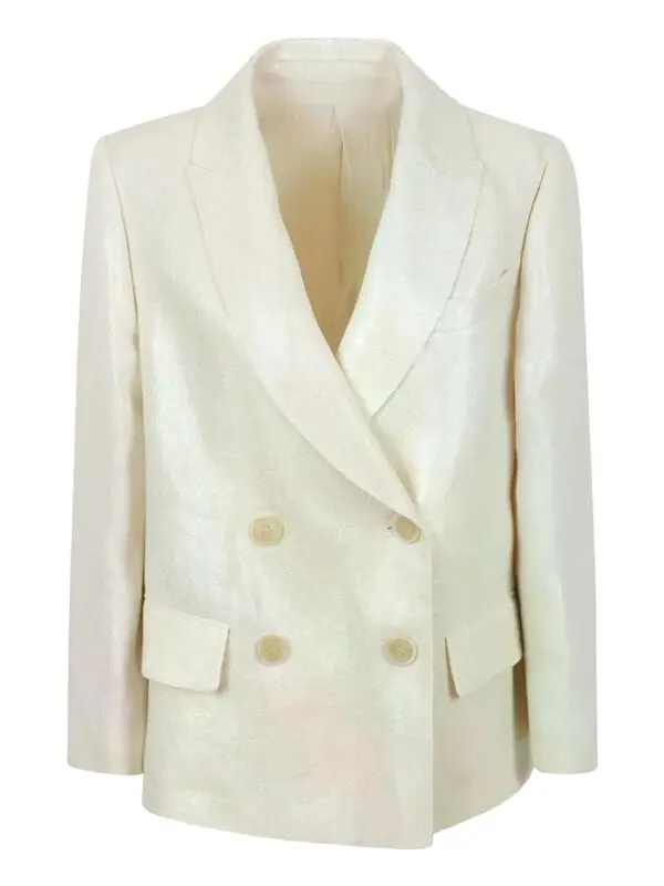 Brunello Cucinelli Metallic Finish Double-breasted Blazer - Neutrals