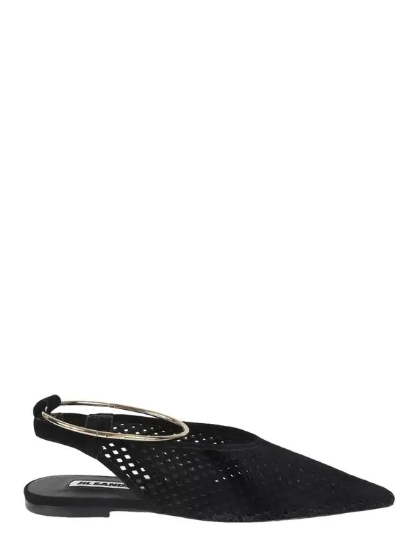 JIL SANDER Ring-embellished Ballerina Flats - Black