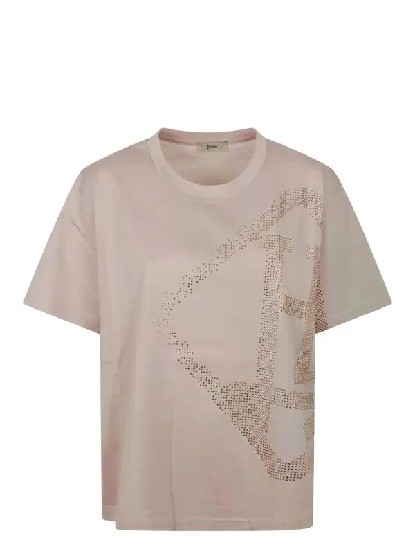 Herno Rhinestone-embellished Logo T-shirt - Pink