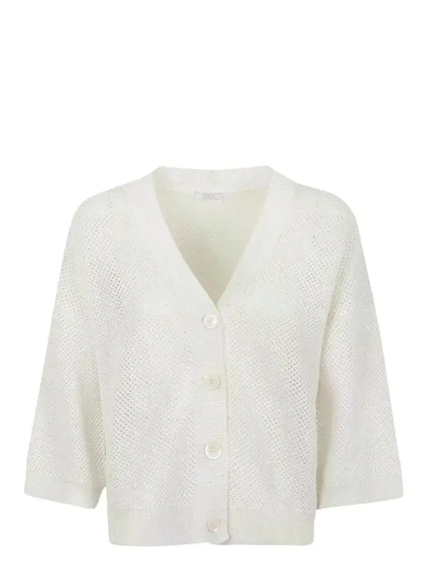Peserico Sequin-embellished Open-knit Cardigan - White