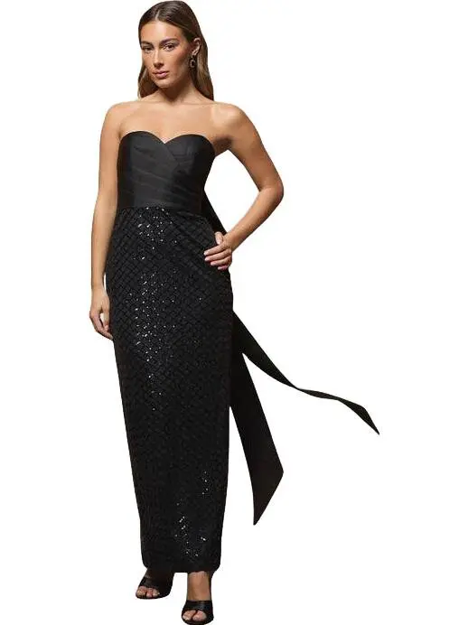 Coast Sequin Bandeau Column Dress - Black