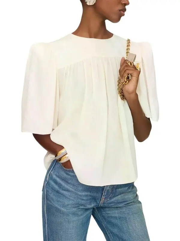 Chloé Gathered-detail Blouse - Neutrals