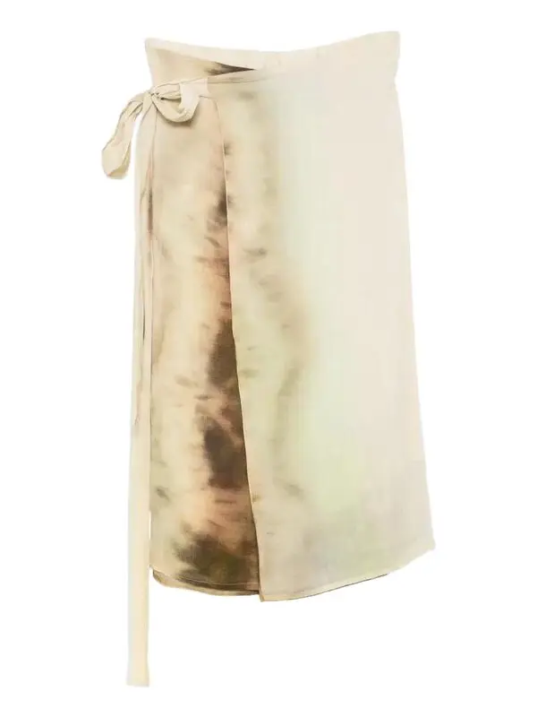 COLLECTION PRIVEE? Argis Tie-dye Wrap Midi Skirt - Neutrals
