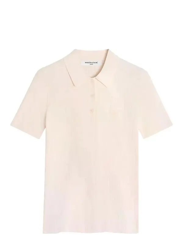 Maison Kitsuné Ribbed Knit Polo Shirt - Neutrals