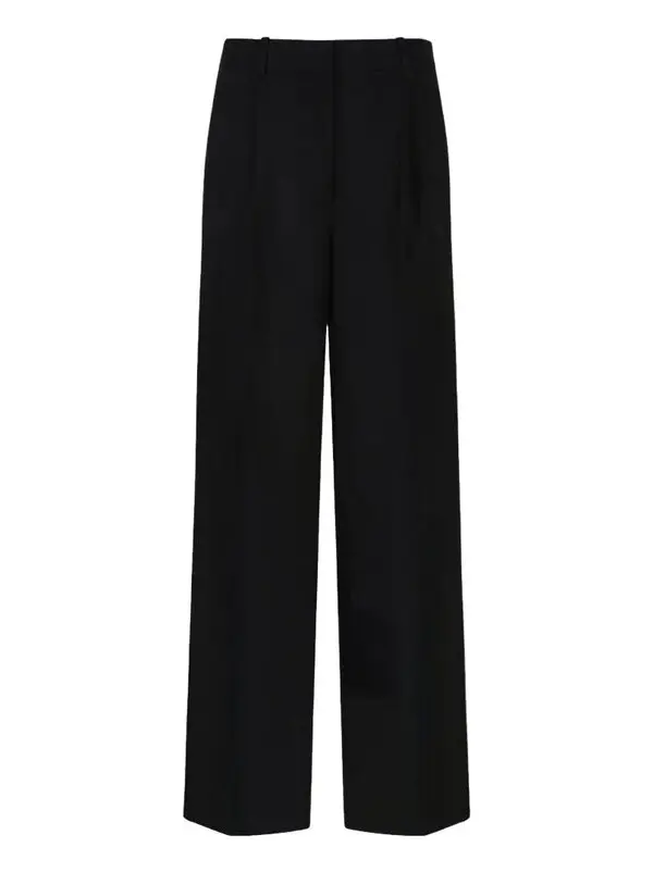 ANINE BING Pleated Wide-leg Trousers - Black