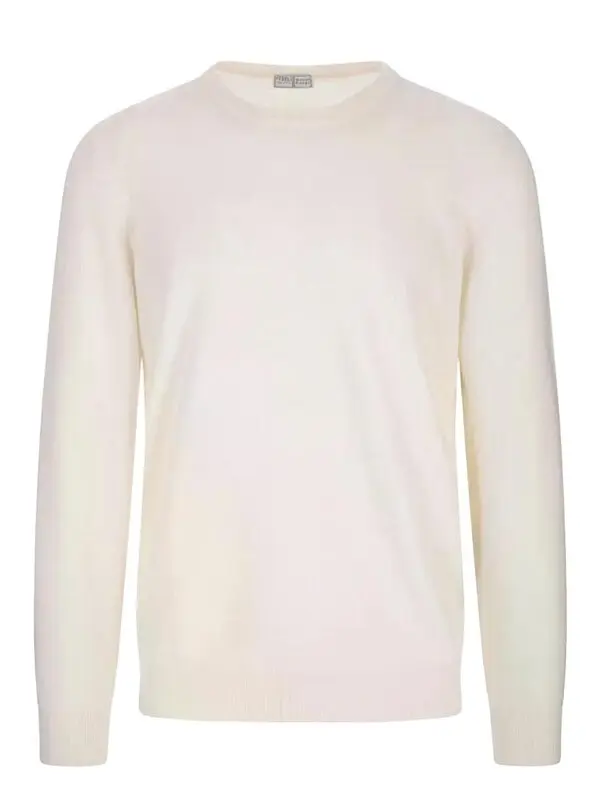 Fedeli Ribbed Trim Sweater - White