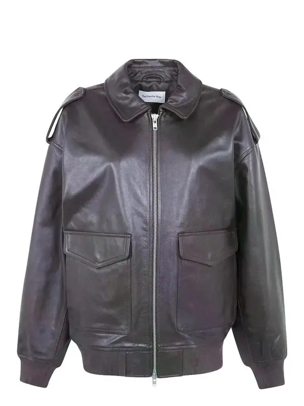 THE FRANKIE SHOP Viper Leather Jacket - Brown