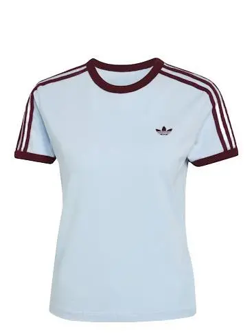 Adidas 3-stripes Slim Tee Shirt - Crystal Sky Blue/maroon