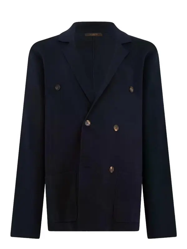 SLOWEAR Double-breasted Knitted Blazer - Blue