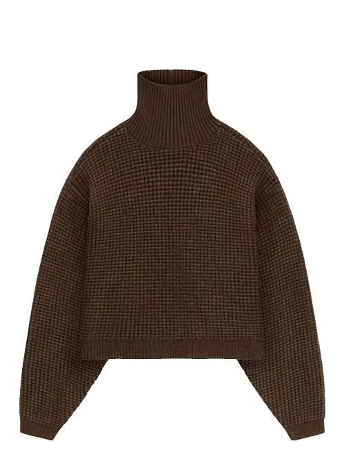 Fear Of God Essentials Heavy Waffle Cropped Turtleneck - Brown