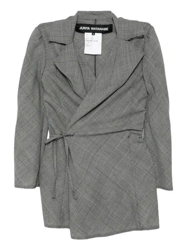 Junya Watanabe Plaid-check Tie-fastening Jacket - Grey