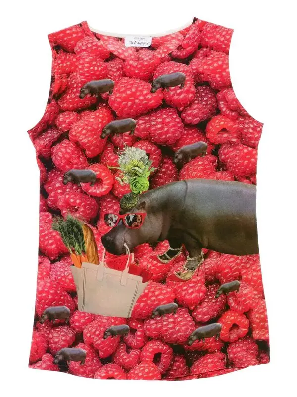 The Artistylist Raspberry-print Sleeveless Top - Red