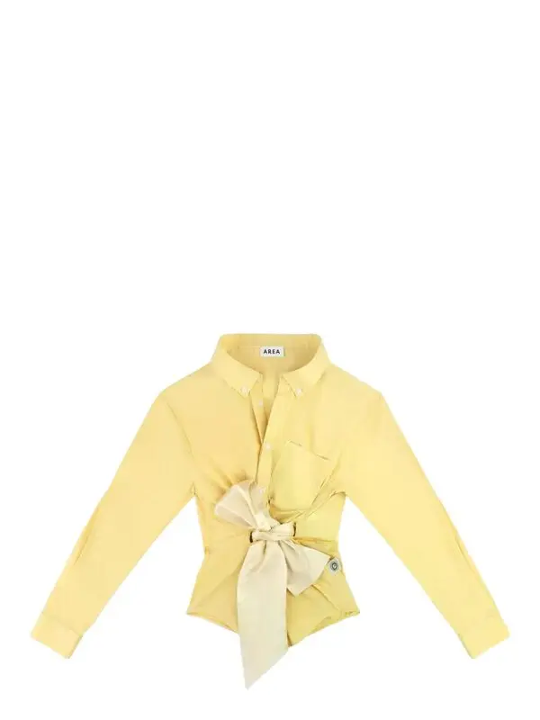AREA Cotton Satin Knot Oxford Shirt - Yellow