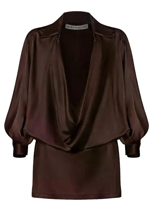 NINEMINUTES The Mona Draped Mini Dress - Brown