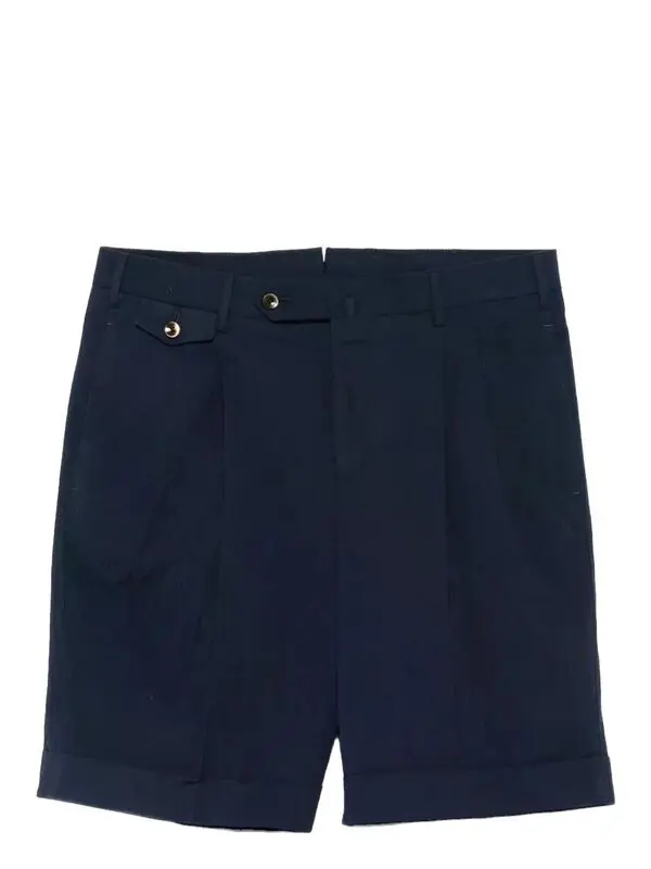 PT TORINO Pleated-detail Turn-up Shorts - Blue