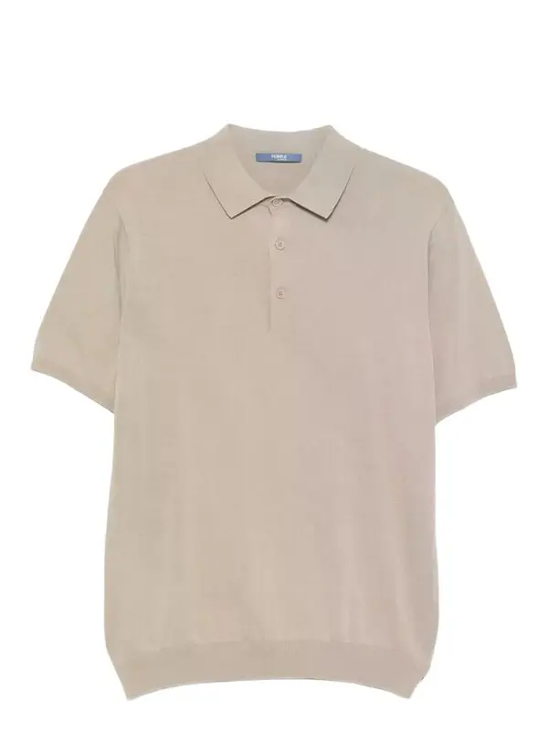 PEOPLE OF SHIBUYA Short-sleeve Knit Polo Shirt - Neutrals