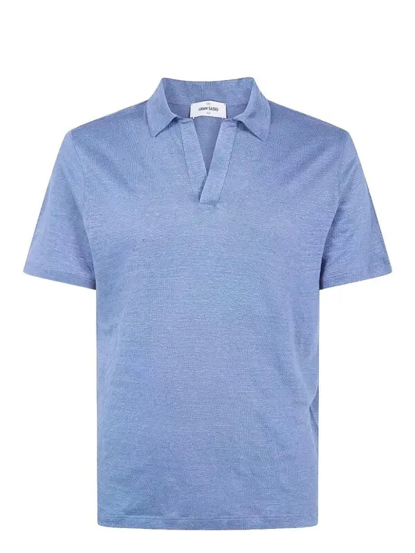 GRAN SASSO Slub-texture V-neck T-shirt - Blue