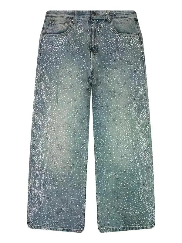 BIRTH OF ROYAL CHILD Zodiac Crystal Embellished Jeans - Blue