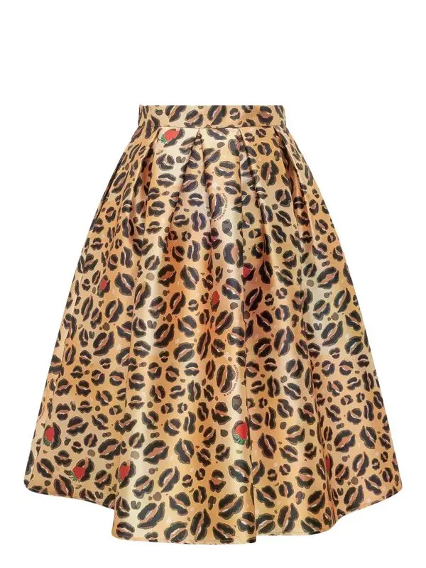 ALESSANDRO ENRIQUEZ Animal Print Pleated Midi Skirt - Neutrals