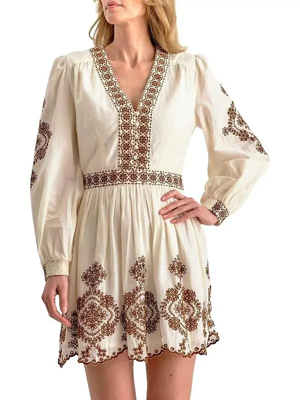 CARTOLINA Blake Embroidered Dress - Ivory