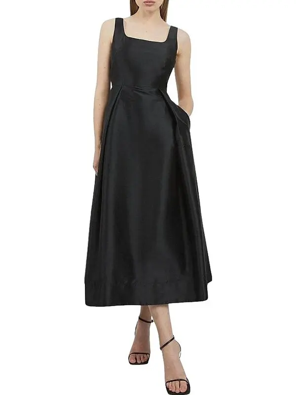 Karen Millen Taffeta Full Skirt Tailored Midi Dress - Black